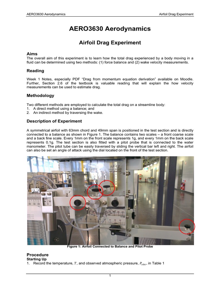 Airfoil Drag Experiment_2022 | PDF | Airfoil | Pressure Measurement