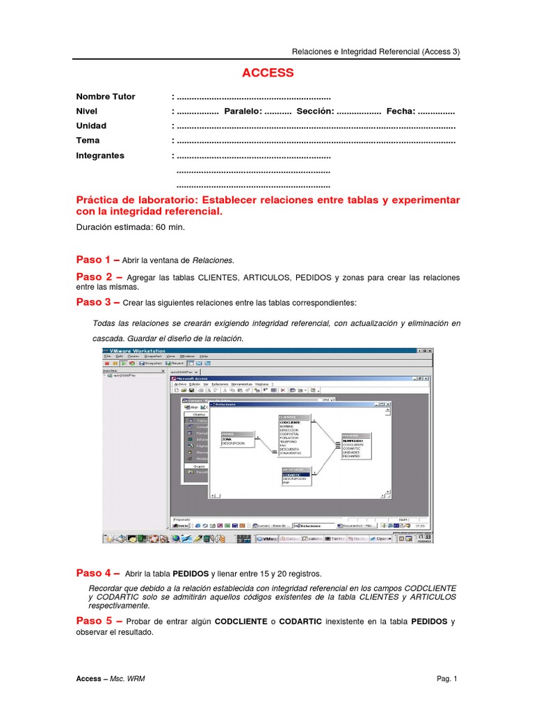 Relaciones e Integridad en Access | PDF | Informática