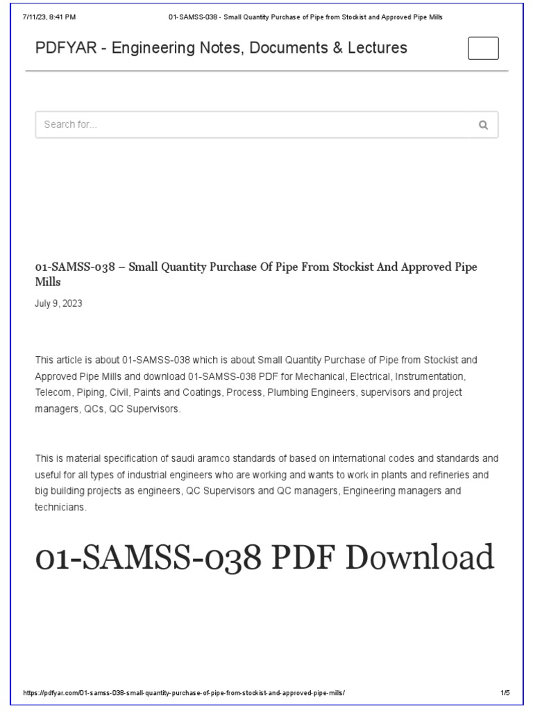 Small Quantity Pipe Purchase Guidelines | PDF | Pipe (Fluid Conveyance ...