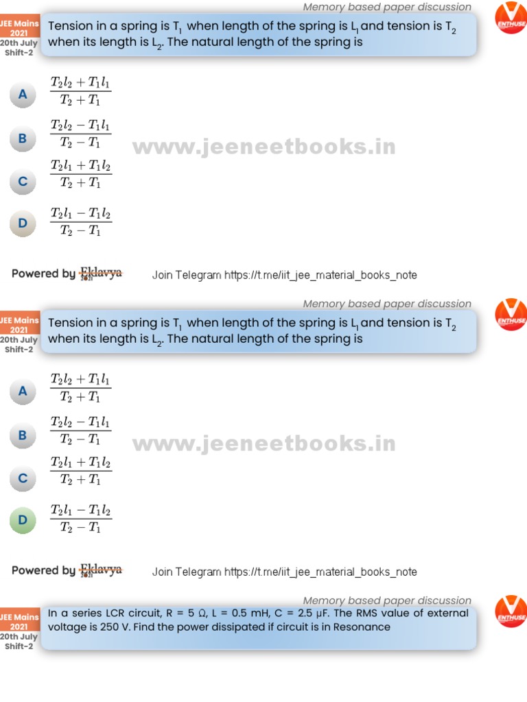 JEE Mains 2021 Physics Paper Analysis | PDF | Wavelength | Electron