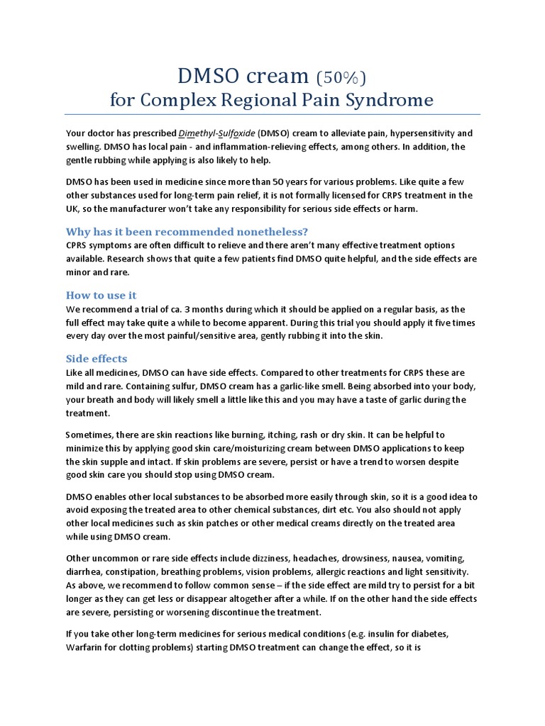 DMSO Cream for CRPS Pain Relief | PDF | Dimethyl Sulfoxide | Pain
