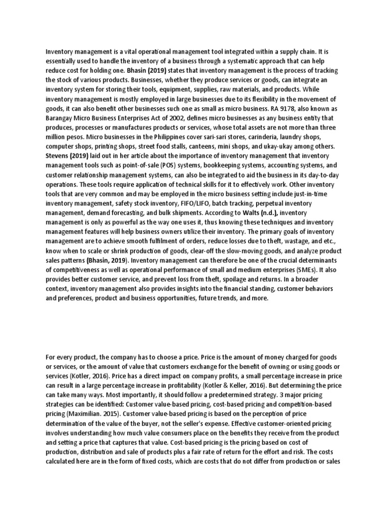 RRL To Be Paraphrased | PDF | Inventory | Pricing