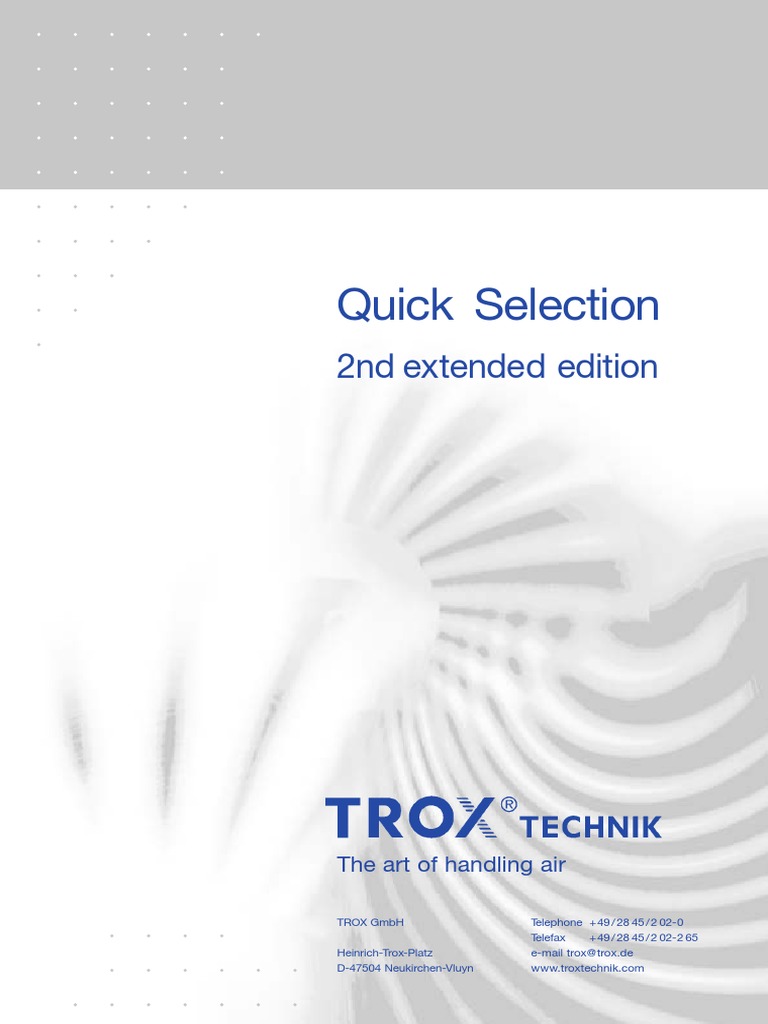 Trox Quick Selection Quide | PDF | Flow Measurement | Ventilation (Architecture)
