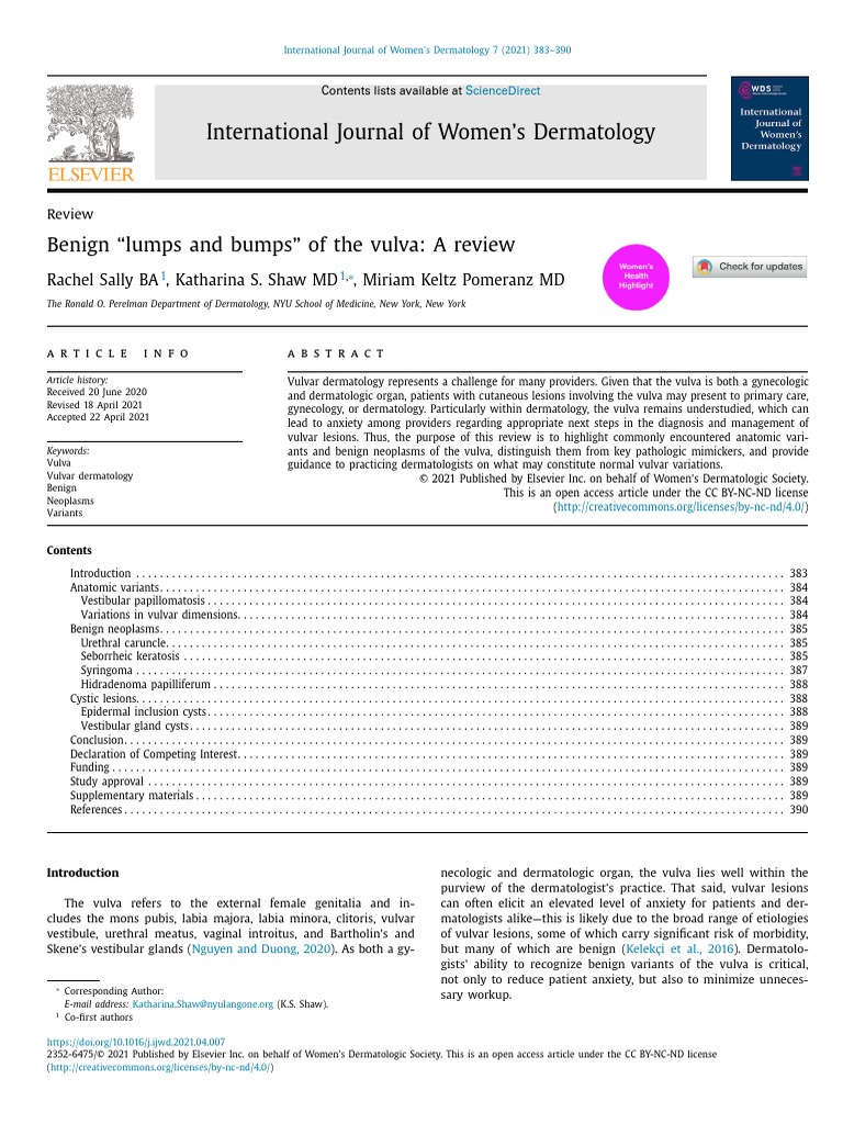 Benign Lumps and Bumps of The Vulva A Review | PDF | Labia | Epithelium