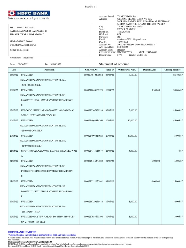 Acct Statement - XX9513 - 07072023 | Download Free PDF | Banking ...