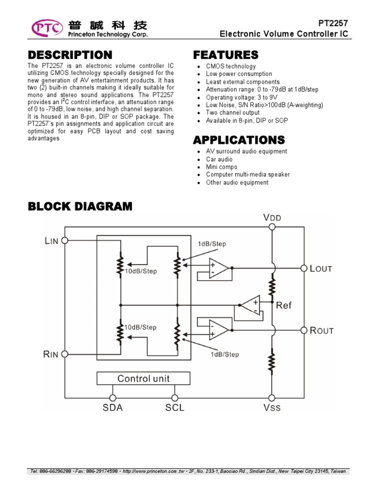 PT2257 Electronic Volume Controller IC | PDF | Electrical Engineering ...