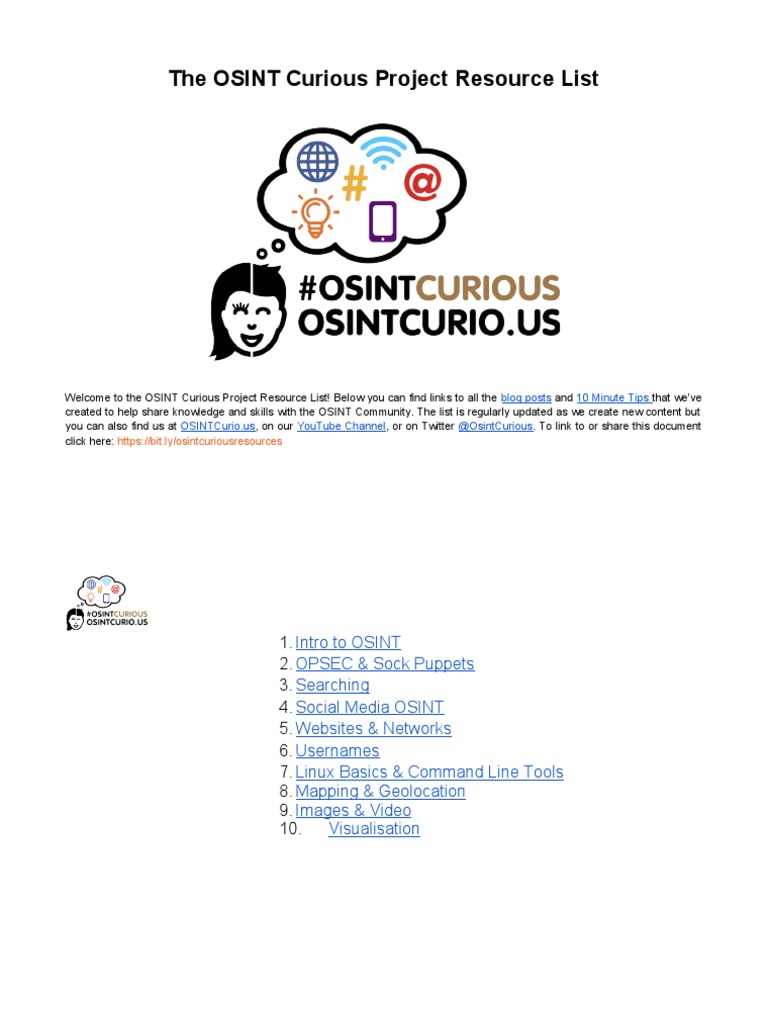 OSINT Curious OSINT Resource List | PDF | World Wide Web | Internet & Web