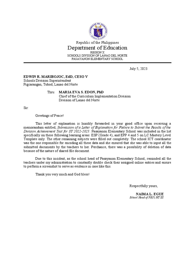 Explanation Letter | PDF