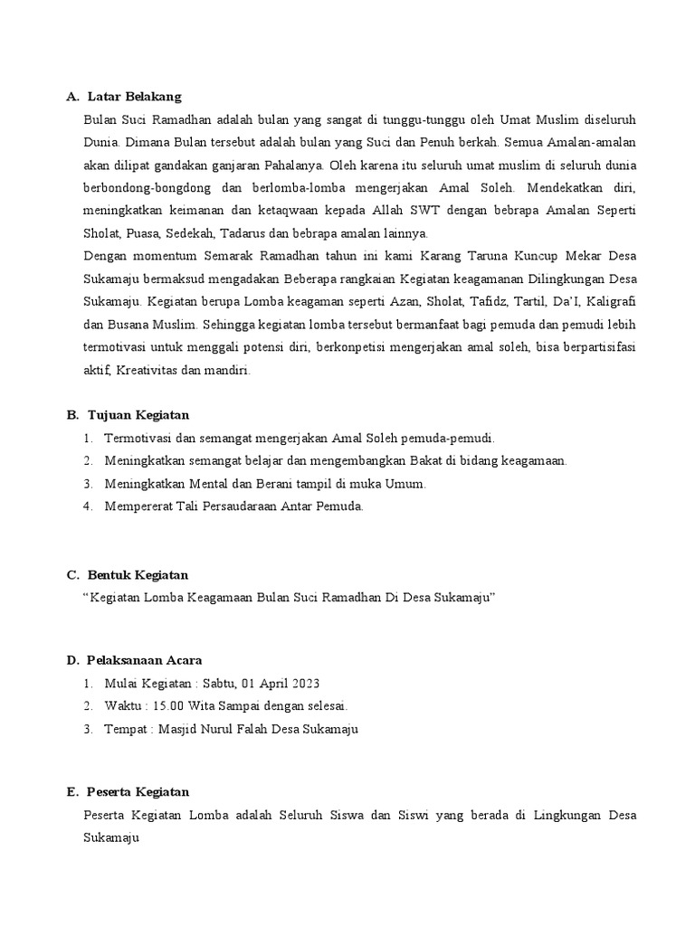 Proposal Permintan Dana Semarak Ramadhan KUD | PDF