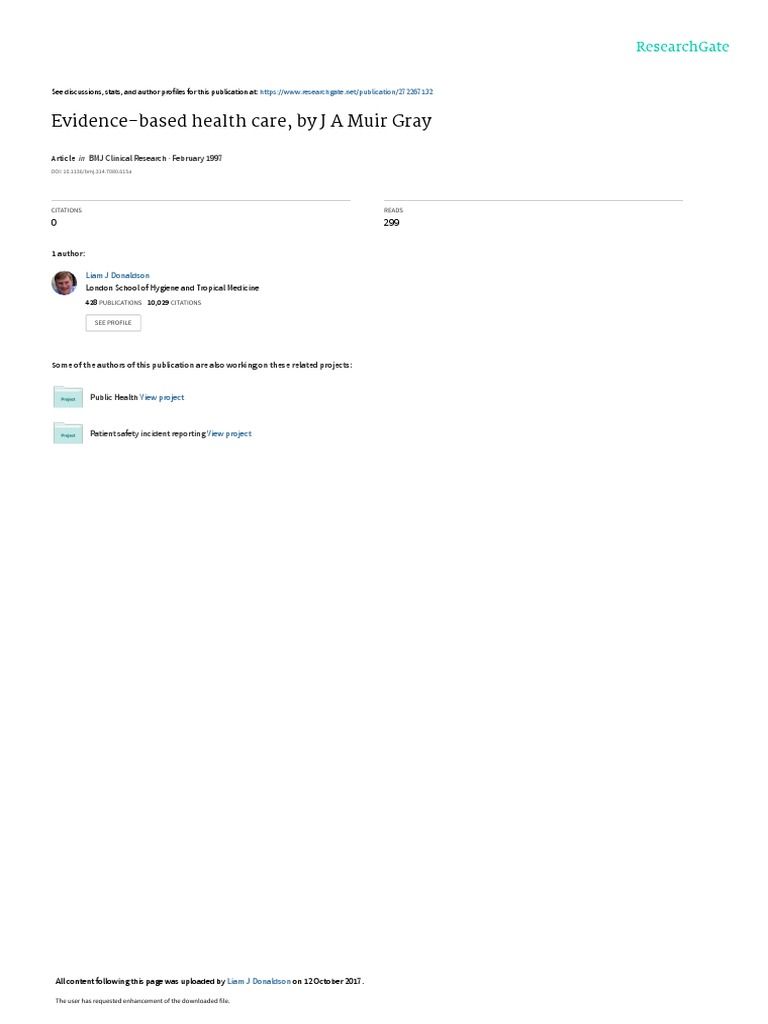 Evidence-Based Health Care by J A Muir Gray | PDF | Evidence Based ...