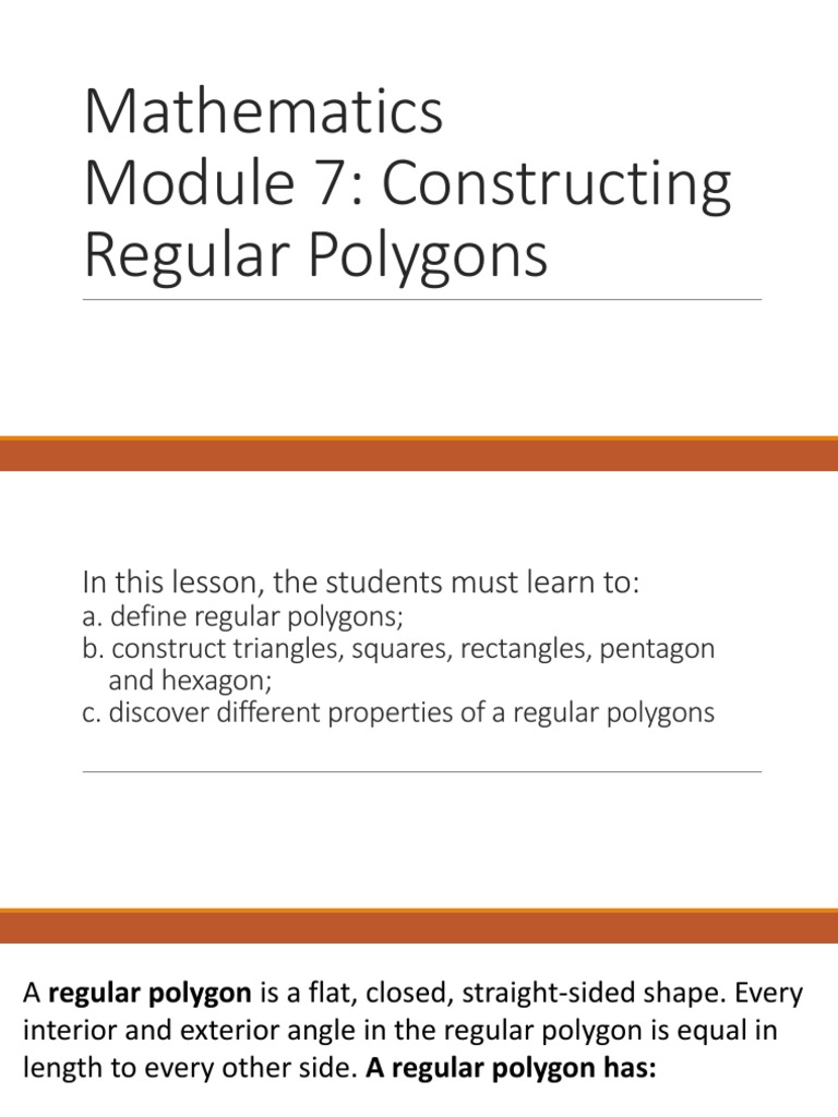 Module 7 Constructing Regular Polygons | PDF | Home & Garden