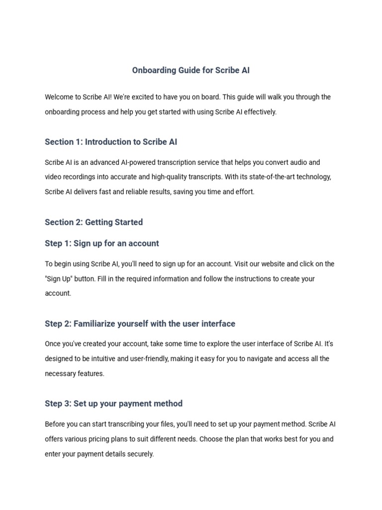 Onboarding Guide For Scribe AI | PDF | Artificial Intelligence | Intelligence (AI) & Semantics