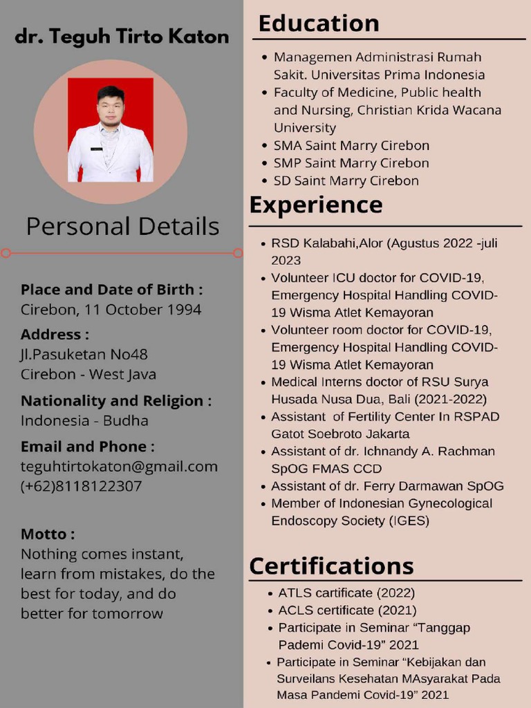 Dr. Teguh Tirto Katon CV | PDF