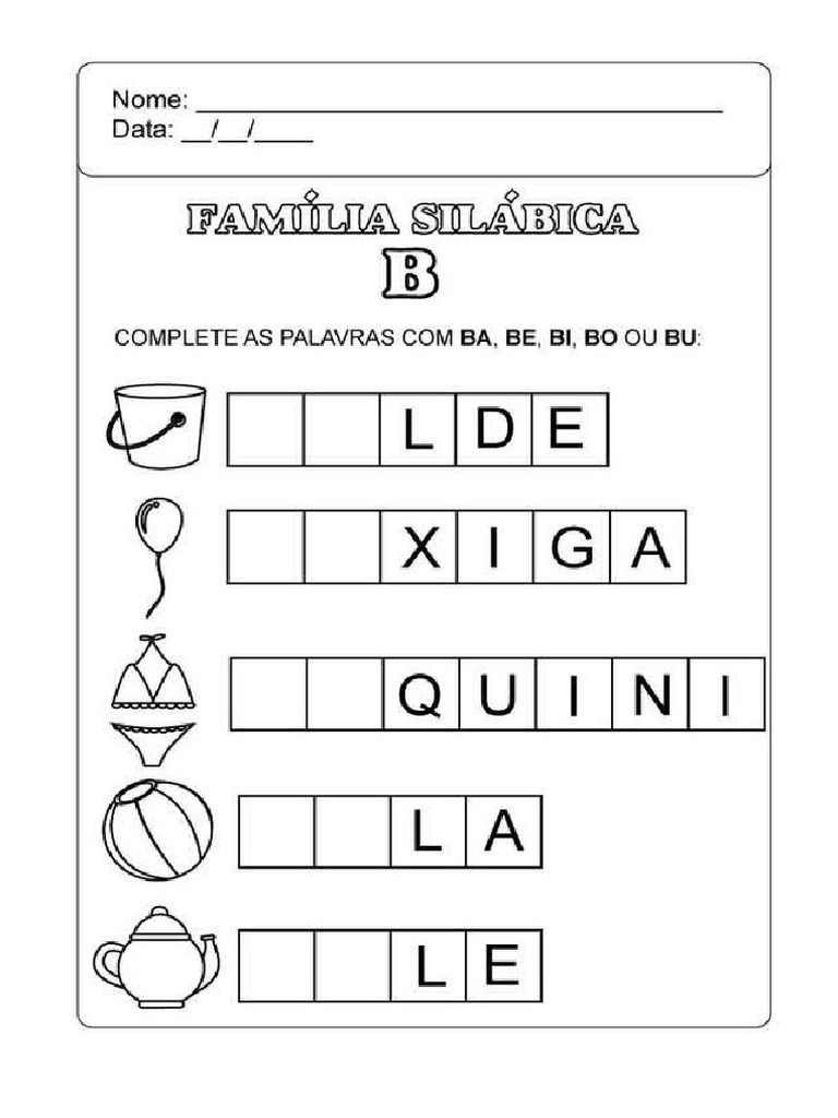 Atividades De Família Silábica Pdf