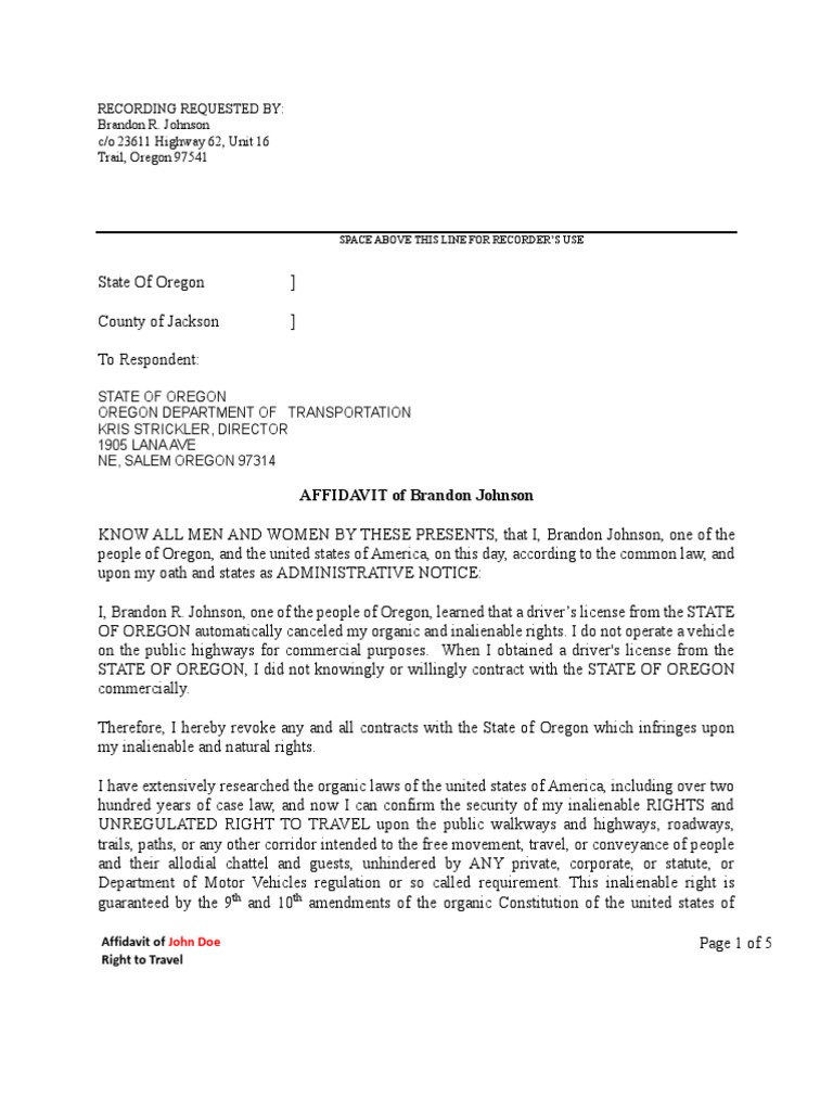 AffidavitDriversLicense Template | PDF | Affidavit | Crimes