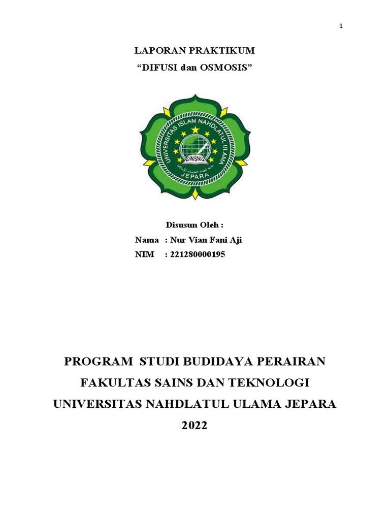 Laporan Praktikum Osmosis Dan Difusi | PDF | Sains & Matematika