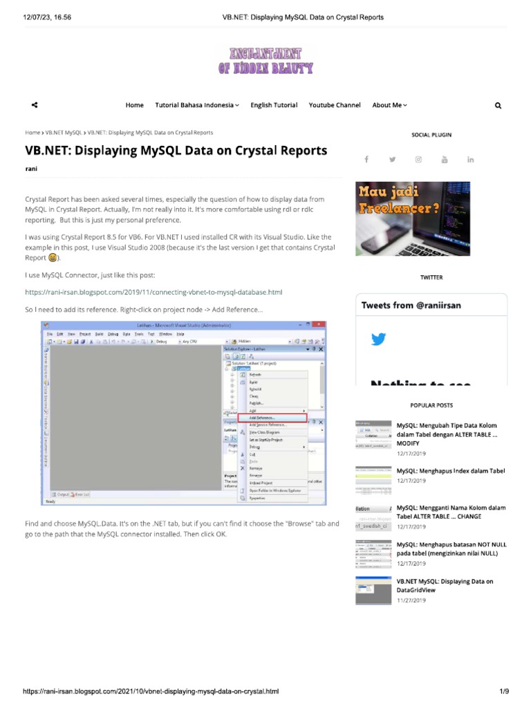 Displaying MySQL Data On Crystal Reports | PDF