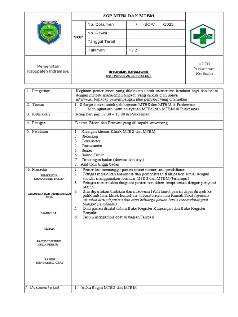 Sop MTBS | PDF | Kesehatan Holistik | Sains & Matematika