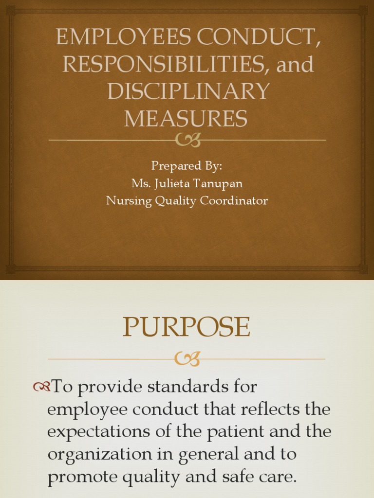 EMPLOYEES CONDUCT, RESPONSIBILITIES, and DISCIPLINARY MEASURES | PDF ...