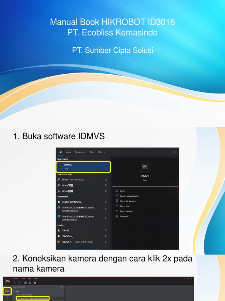 Manual Book Software IDMVS Ecobliss | PDF | Komputer | Teknologi & Rekayasa