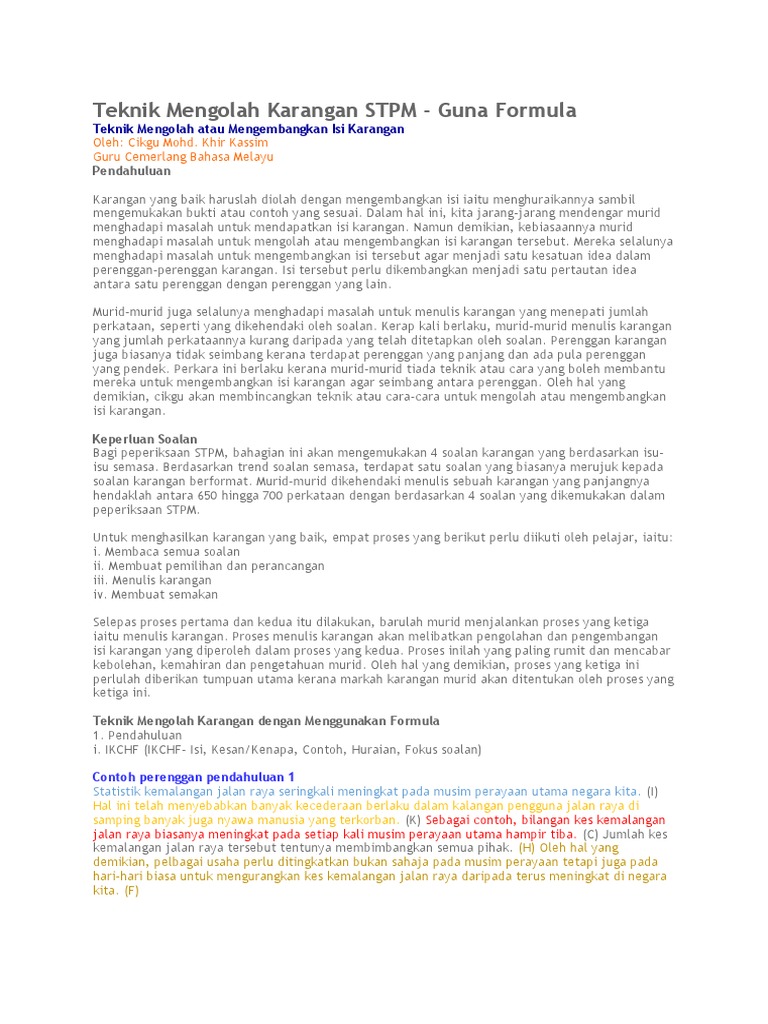 Teknik Mengolah Karangan STPM | PDF