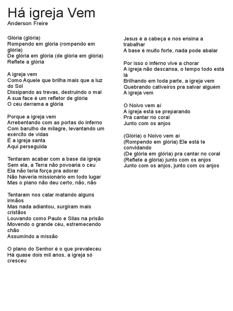 A Igreja Vem: Letra e Reflexões | PDF