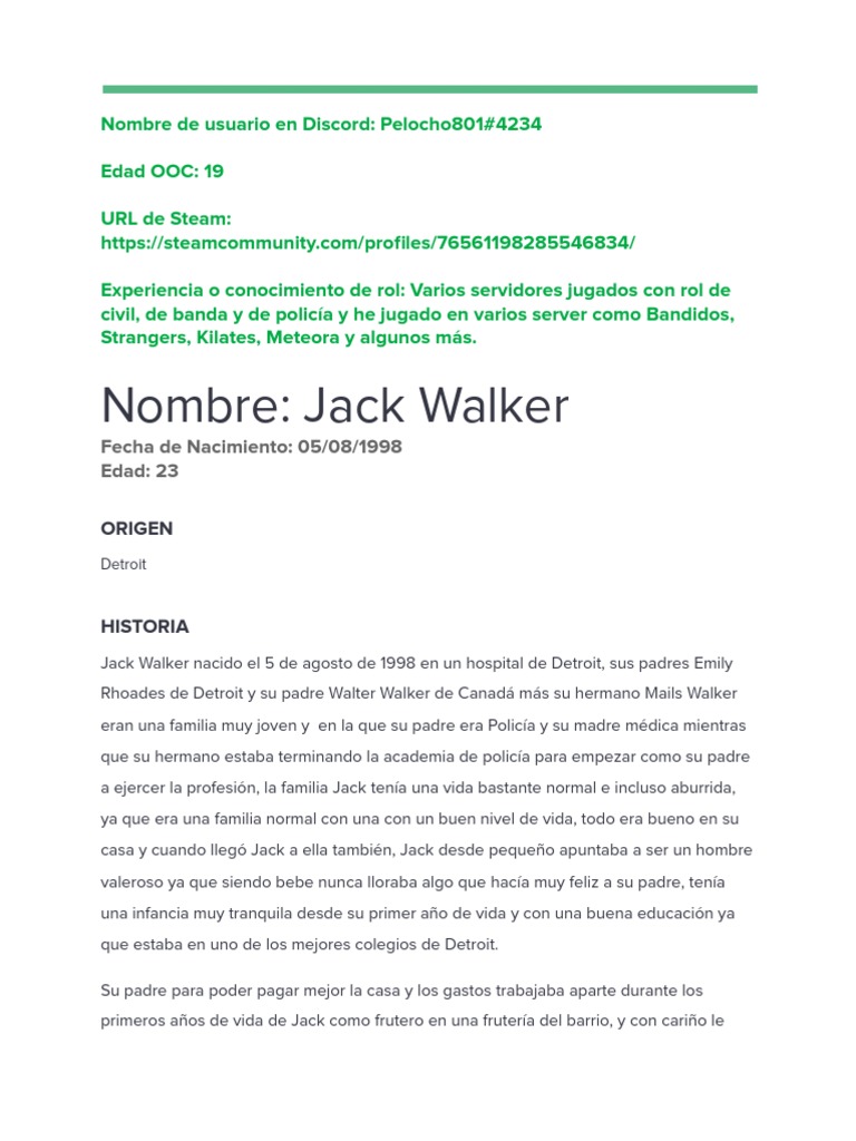 Historia de Jack Walker: Un futuro policía | PDF