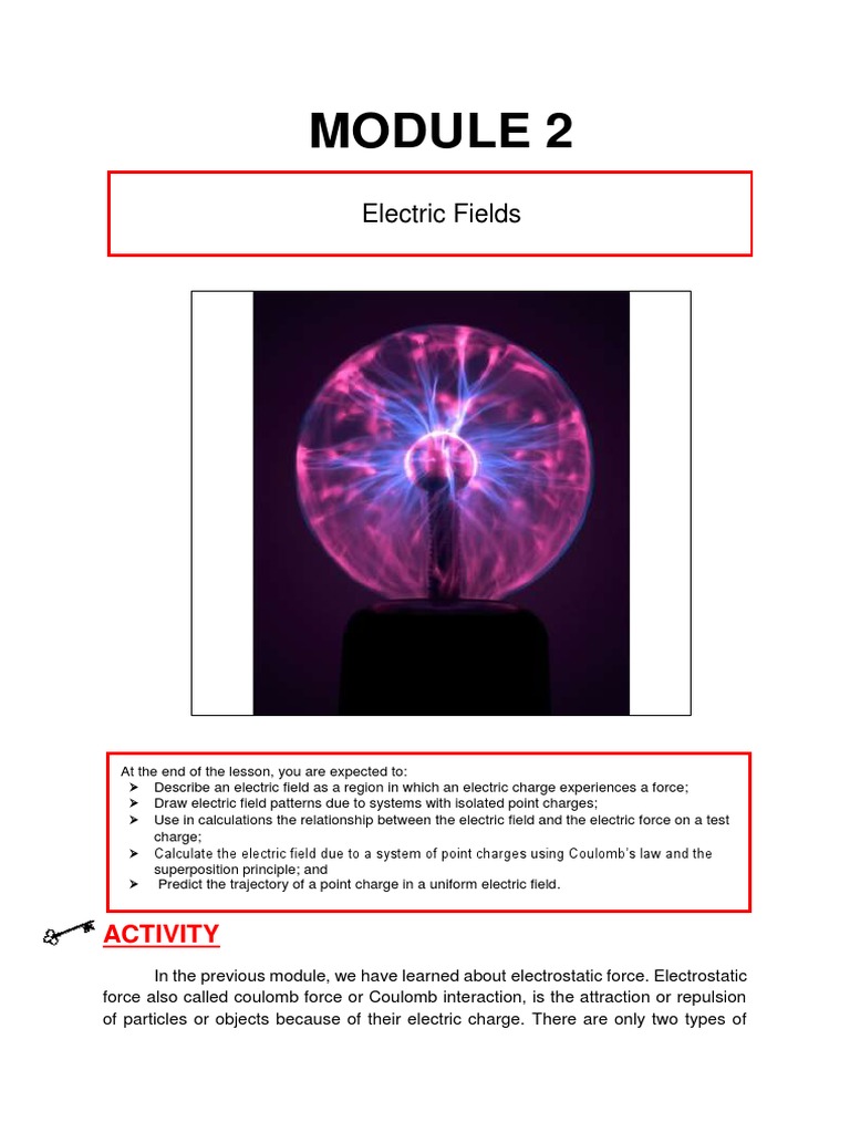 MODULE 2 Electric Fields | PDF | Electric Field | Electric Charge