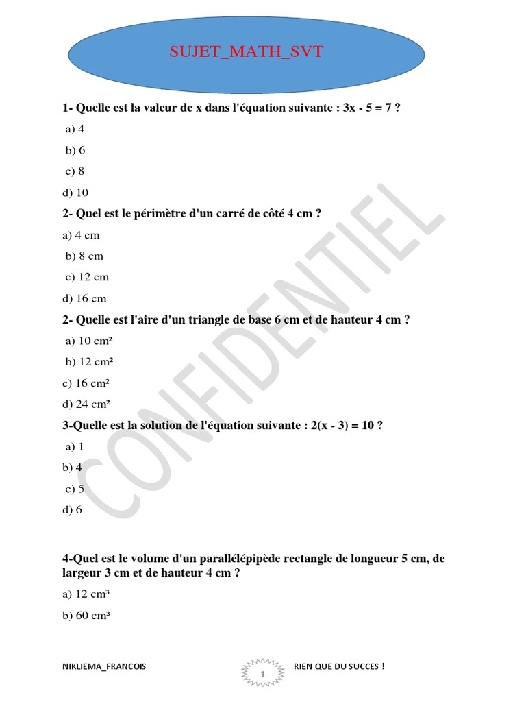 Sujets de Math et SVT pour Concours | PDF | Écosystème aquatique | Forêt