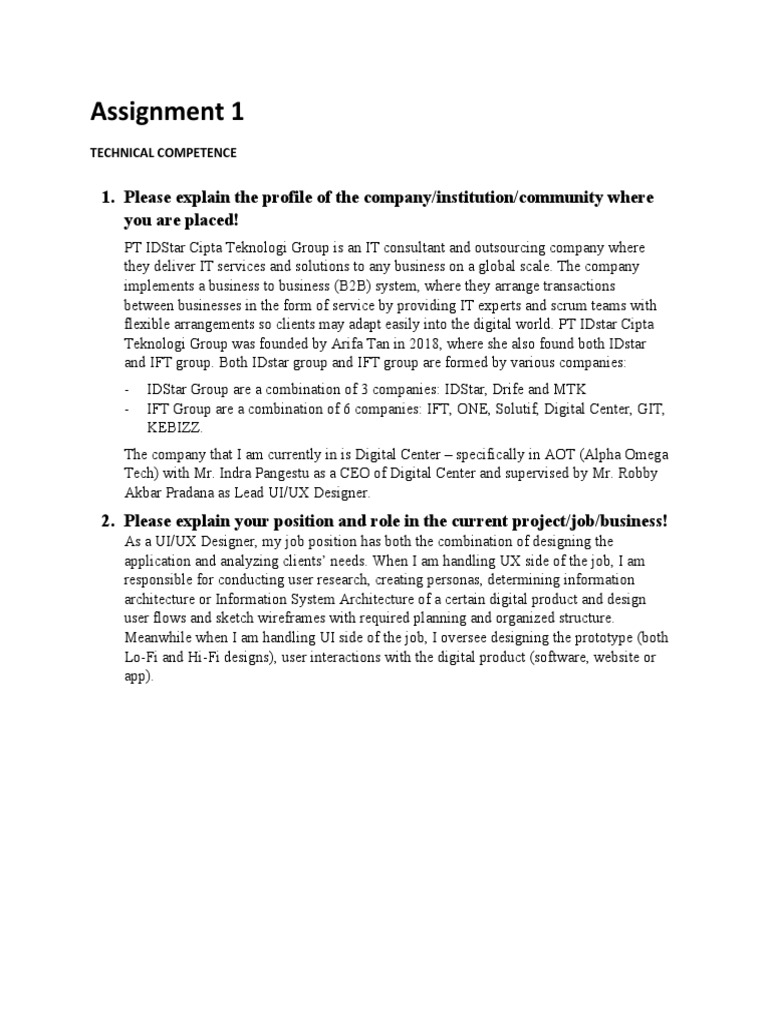 Internship Assignment 1 TC - Answers (Kharen) | PDF | Computers