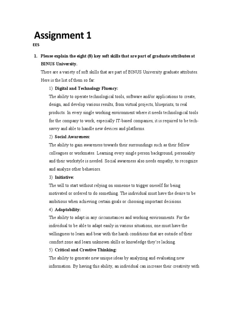 Internship Assignment 1 ESS - Answers (Kharen) | PDF | Creativity | Communication