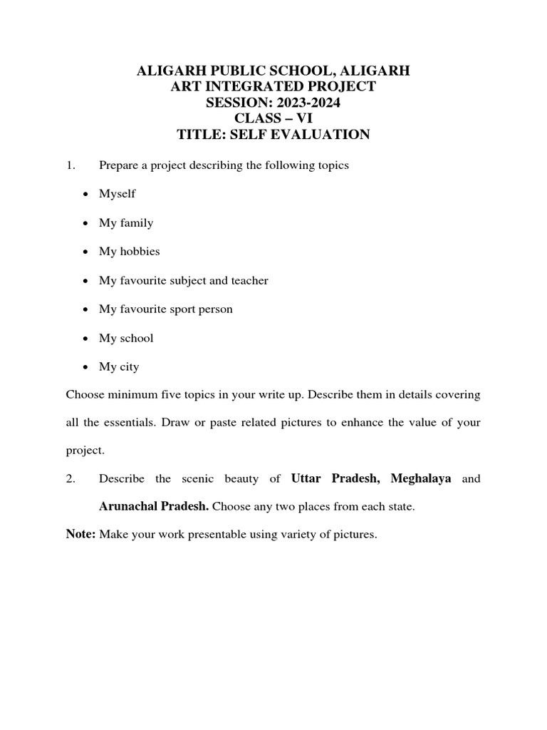 Class VI Project Integrated Art Shaista Ishtiyaq | PDF | Education ...