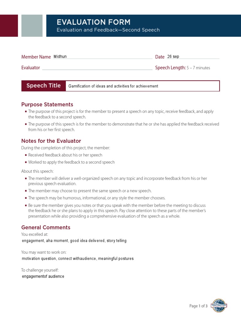 8100E2 Evaluation Resource Second Speech | PDF | Gesture | Cognitive ...