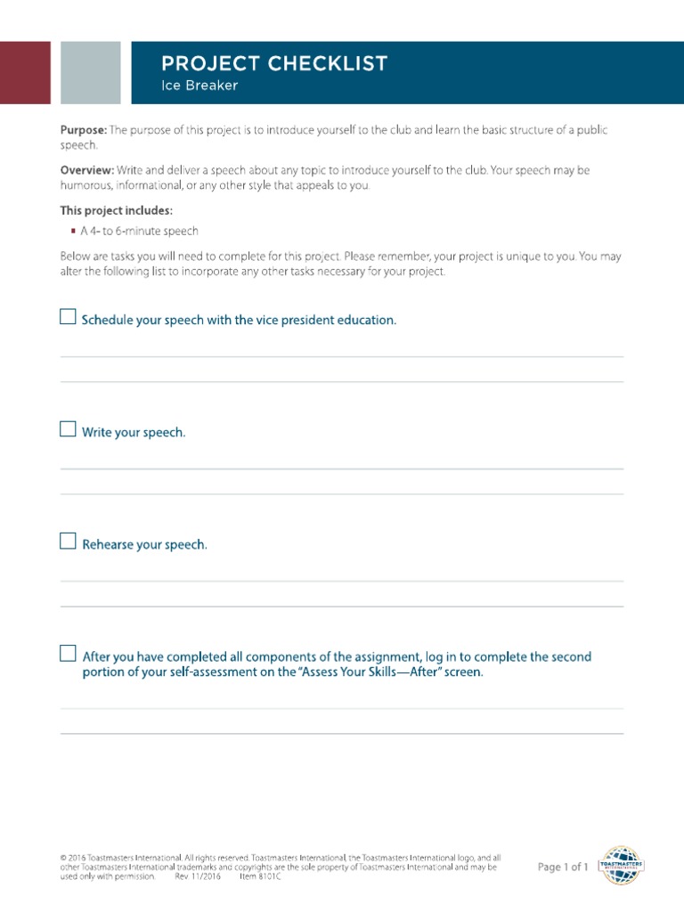 1-1 - Ice Breaker Checklist | PDF