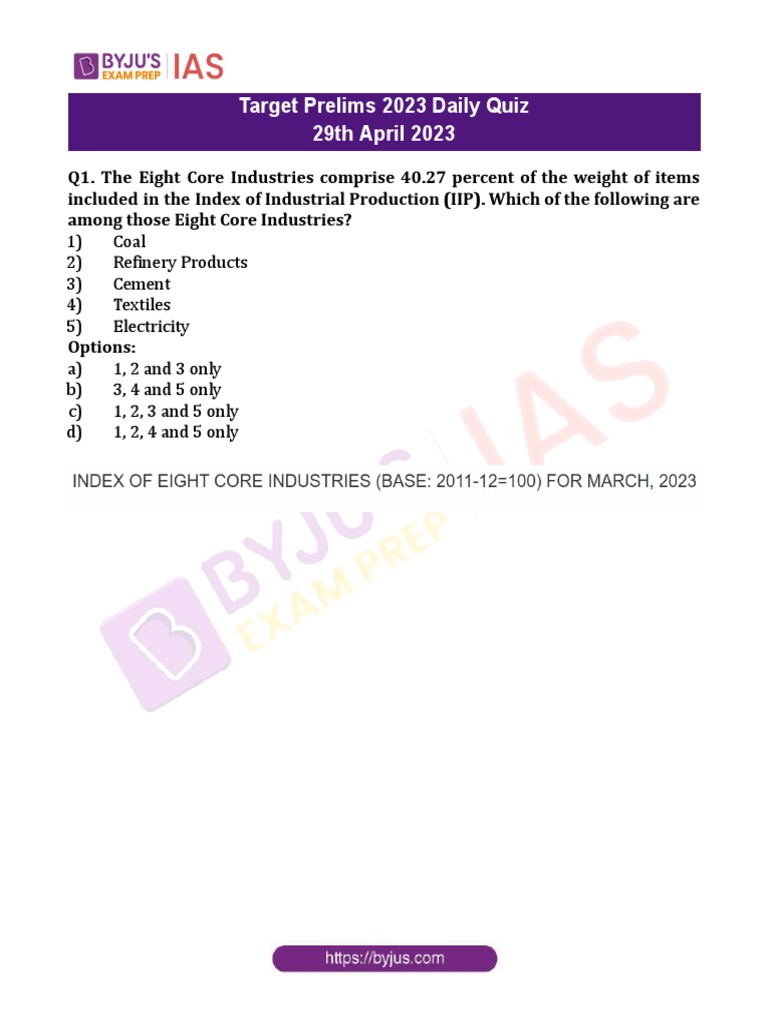 BYJUS Exam Prep IAS Daily Quiz 29 April 2023.docx 1 | PDF