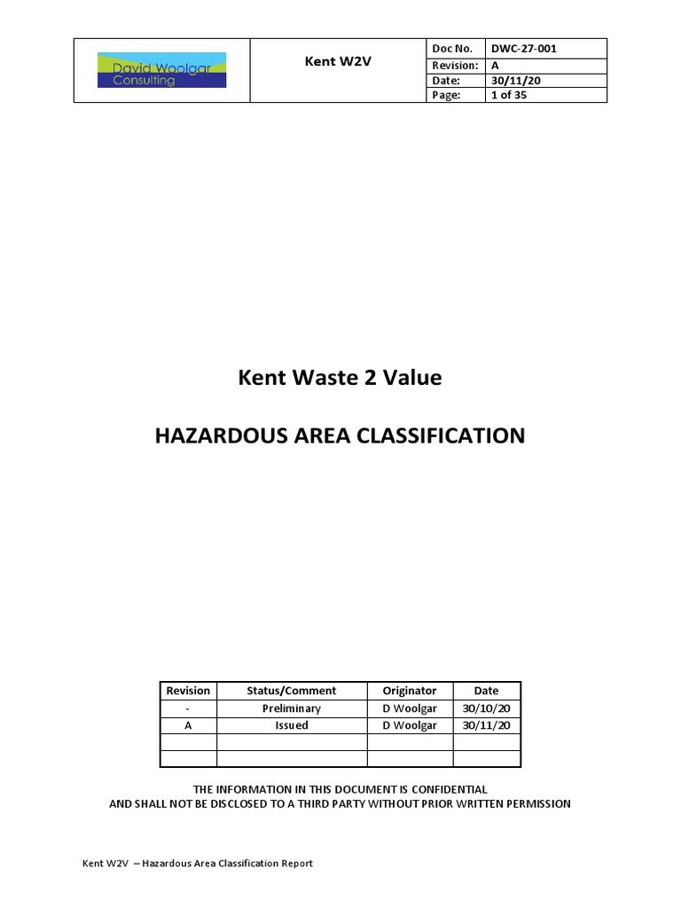 Kent W2V Hazardous Area Classification | PDF | Biogas | Anaerobic Digestion
