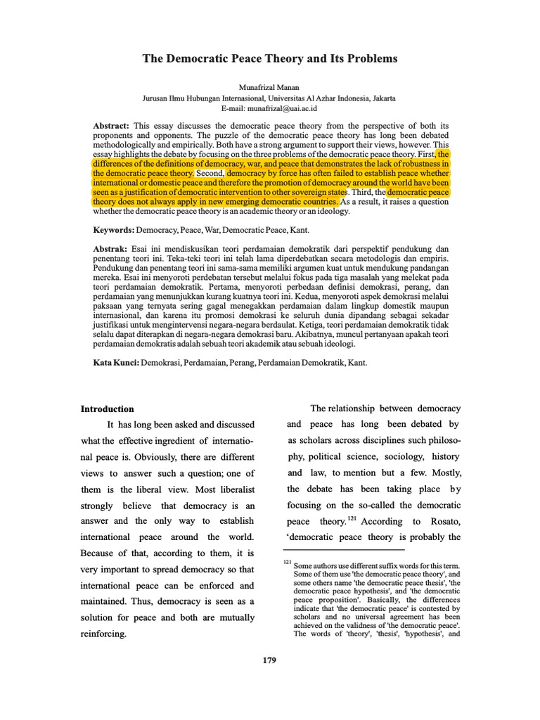 The Problems of Democratic Peace Theory | PDF | Democracy | Political ...