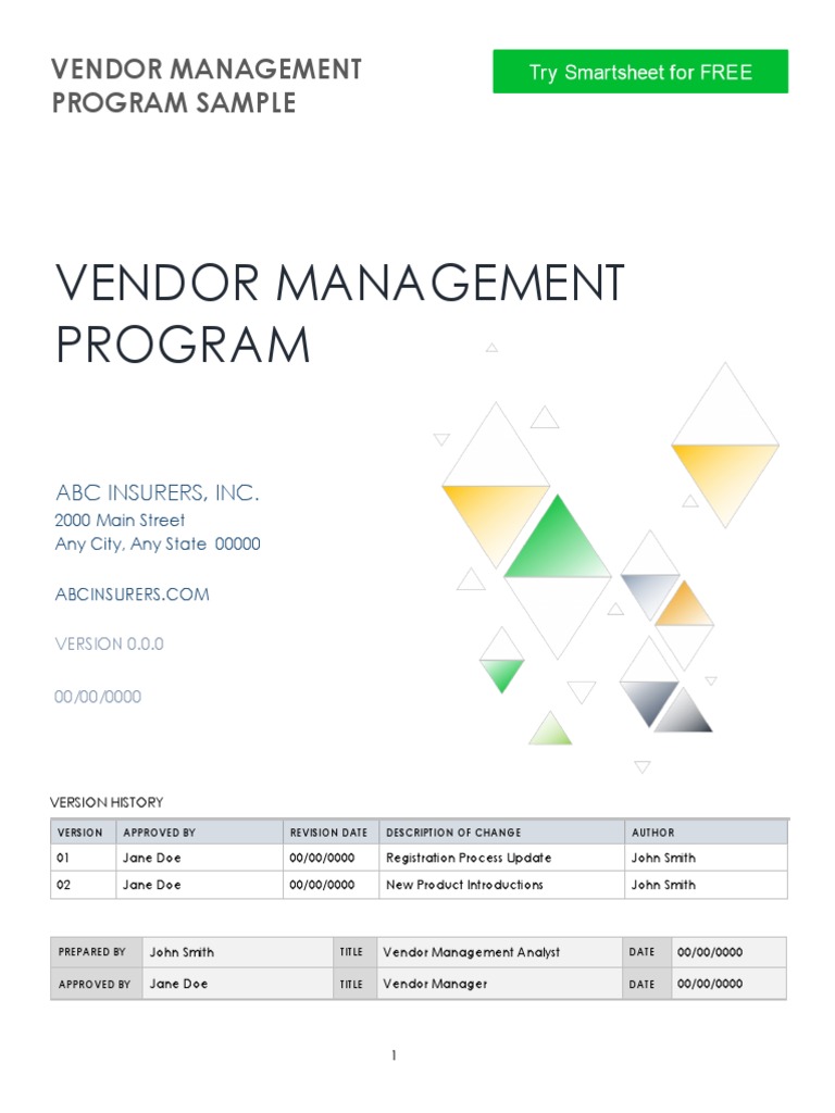 IC Vendor Management Program Sample 11059 - PDF | PDF | Risk Management ...