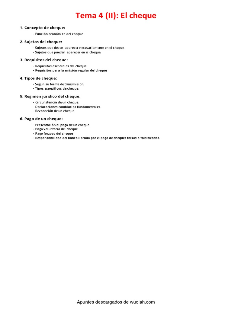 Tema 4 (II) - El Cheque | PDF | Cheque | Pagaré
