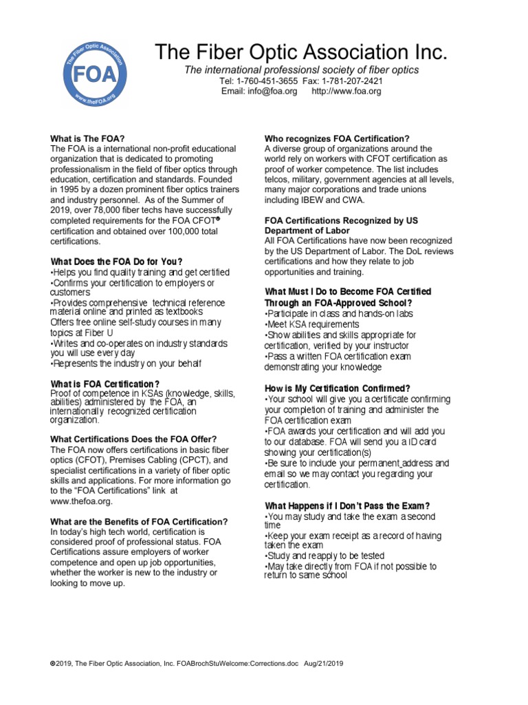 Fiber Optic Certification Guide | PDF | Communication