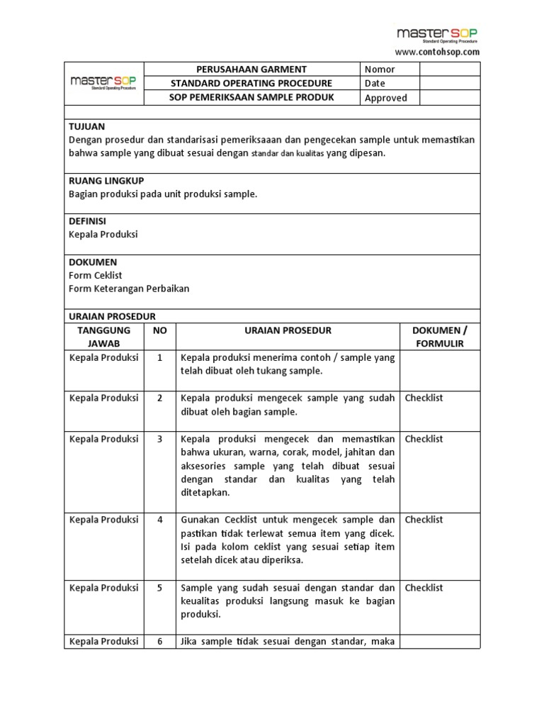 03 Sop Pemeriksaan Sample Produk | PDF