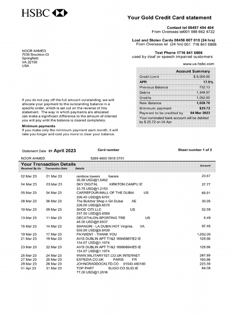 Statement 01042023 HSBC | PDF