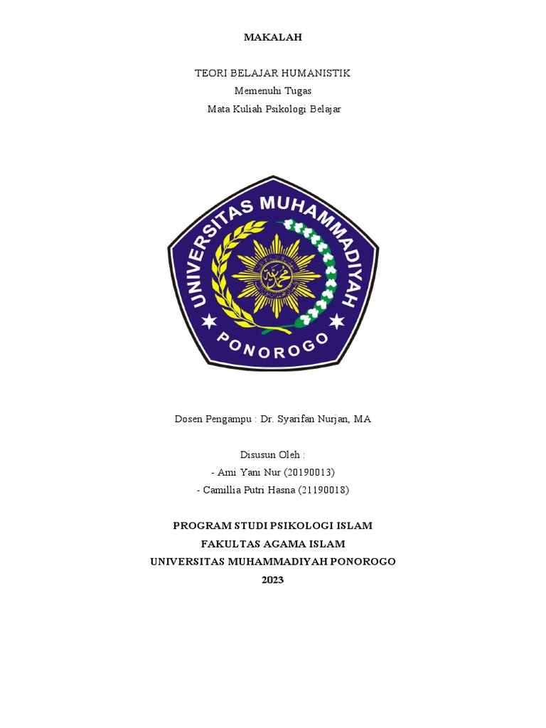 TEORI BELAJAR HUMANISTIK (Makalah Penugasan) | PDF TEORI BELAJAR HUMANISTIK (Makalah Penugasan) | PDF