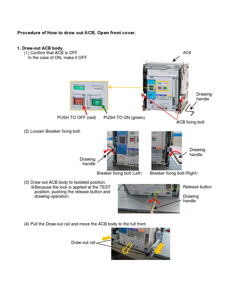 Procedure of Draw Out ACB & Release Spring Charge | PDF | Firearms ...