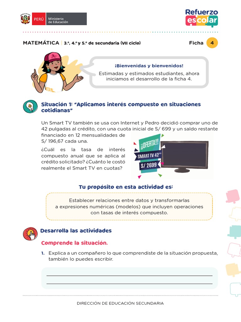 REFUERZO FICHA 04 Interés Compuesto y Función Exponencial | PDF ...