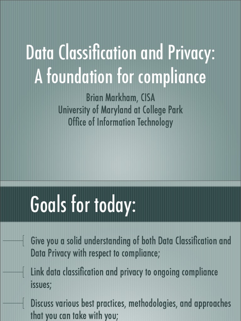 Data Classification Presentation 022908 | PDF | Regulatory Compliance ...