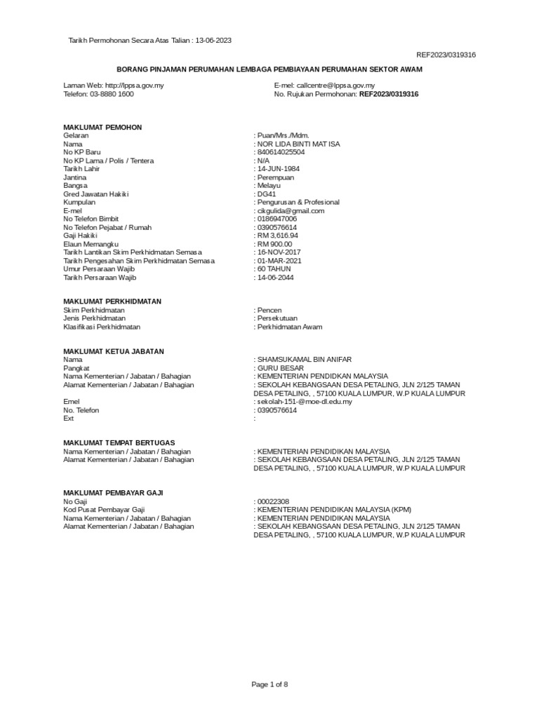 Borang Online Lppsa Nor Lida | PDF