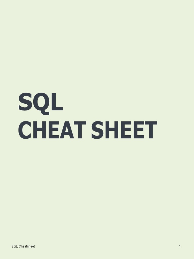 SQL Cheatsheet Zero To Mastery V1.01 | PDF | Relational Database ...