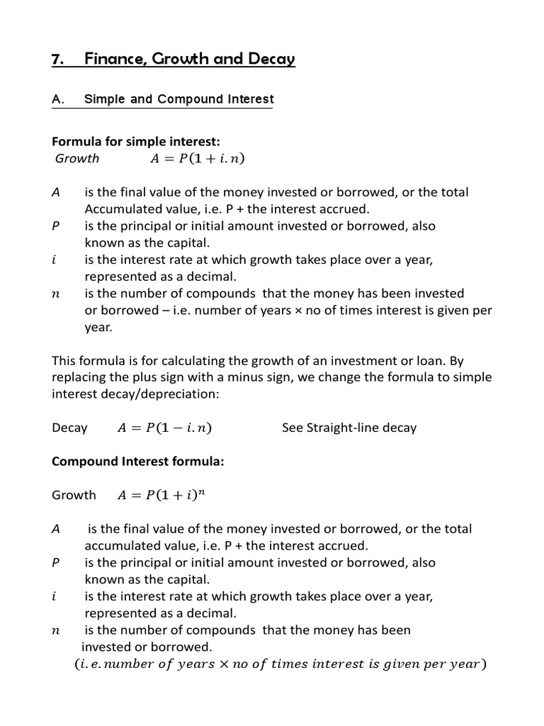 Finance Growth and Decay Author Maths at Sharp | PDF | Interest ...