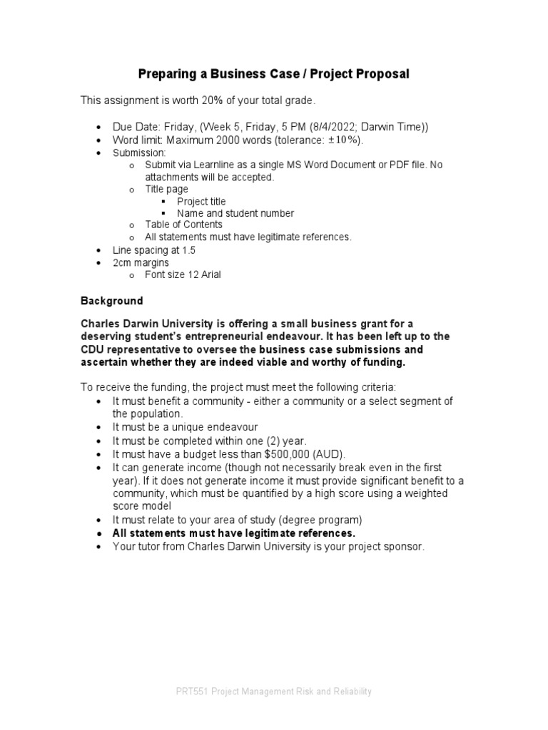 Preparing A Business Case | PDF | Project Management | Risk